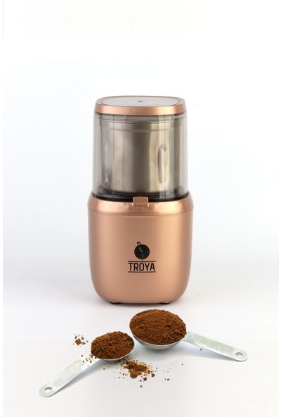 Troya Çıkarılabilir Hazneli Kahve ve Baharat Öğütücü Elektrikli Grinder Rosegold Troya Çıkarılabilir Hazneli Kahve ve Baharat Öğütücü Elektrikli Grinder Rosegold