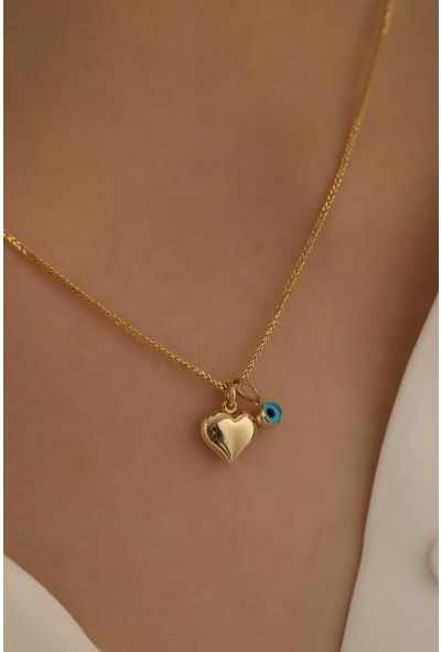Milet Kuyumculuk 14 Ayar Altın Kalp Göz Küp Zincir Kolye Milet Kuyumculuk 14 Ayar Altın Kalp Göz Küp Zincir Kolye