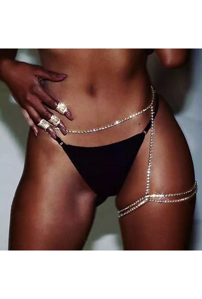 Misboho Kristal Taşlı Bel ve Bacak Zinciri Tek Bacak