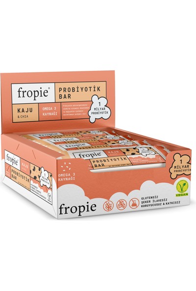 Fropie Probiyotik Hurma Bazlı Kaju - Chia Bar 35 g - 12 Adet Fropie Probiyotik Hurma Bazlı Kaju - Chia Bar 35 g - 12 Adet