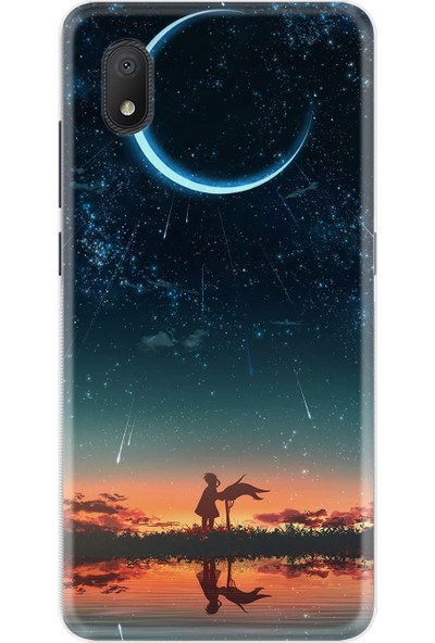 Kılıfland Tcl L7 Kılıf Silikon Desen Özel Seri Ay ve Kız 1720