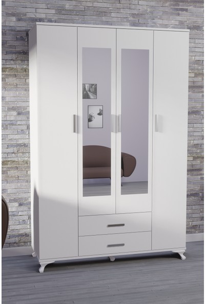 Shila Home 4 Kapaklı Dolap Beyaz Geniş-Derin Ölçü Shila Home 4 Kapaklı Dolap Beyaz Geniş-Derin Ölçü