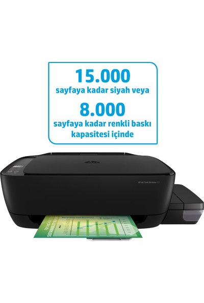 HP Ink Tank Wireless 415 Fotokopi + Tarayıcı + WI-FI Mürekkep Püskürtmeli Tanklı Yazıcı Z4B53A