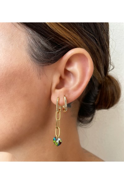 Ayya Kadın Gold Renkli Ela Swarovski Küpe