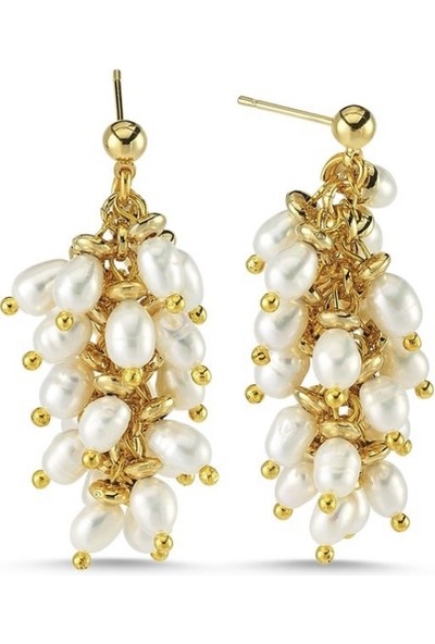 Ayya Kadın Gold Cam Incili Üzüm Küpe