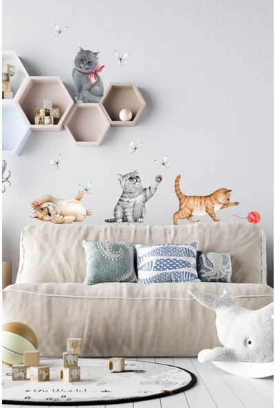 Tasarım Adası Sevimli Kedi Dostlar Çocuk Odası Duvar Sticker Tasarım Adası Sevimli Kedi Dostlar Çocuk Odası Duvar Sticker