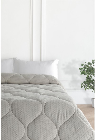 Merinos Fashion Zigzaglı Çift Kişilik Micro Yorgan - Bej