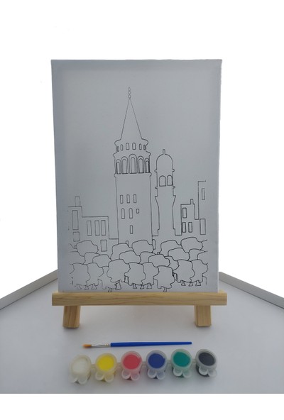 Fenset Tuval Seti (Tuval + Resim Şövalyesi + 6 Renk Boya + Fırça )