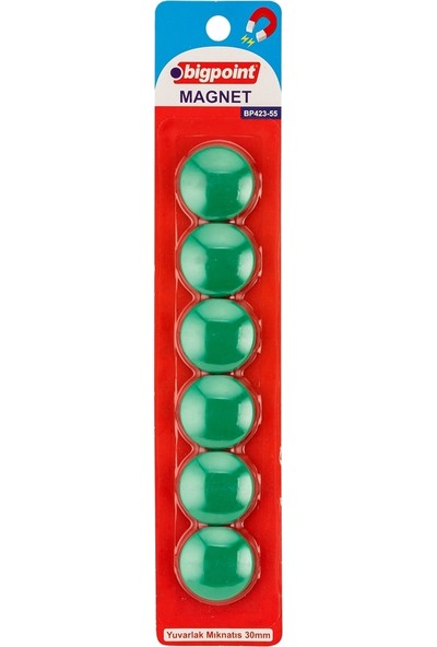 Bigpoint Magnet 30MM (Mıknatıs) Yeşil 6'lı Blister 12'li Kutu
