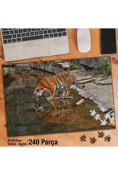 Asilmeydan Asil Hobi Gölde Su Içen Kaplan - Yansıma - Hayvan Yapboz- Ayak Destekli Çerçeveli 240 Parça Puzzle Asilmeydan Asil Hobi Gölde Su Içen Kaplan - Yansıma - Hayvan Yapboz- Ayak Destekli Çerçeveli 240 Parça Puzzle