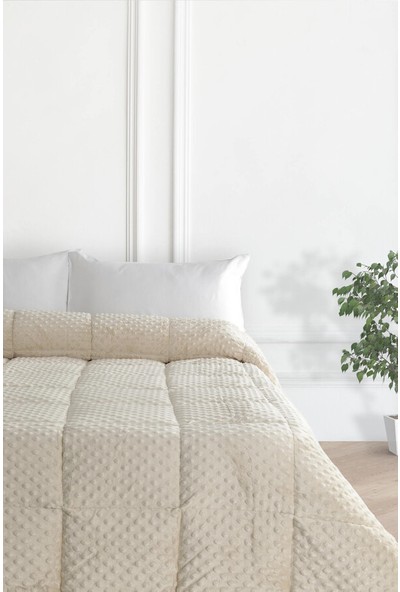 Merinos Fashion Tomurcuk Çift Kişilik Micro Yorgan - Sütlü Kahverengi