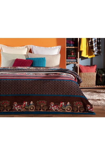 Madame Coco Louise Tek Kişilik Welsoft Baskılı Battaniye - Kahverengi Madame Coco Louise Tek Kişilik Welsoft Baskılı Battaniye - Kahverengi