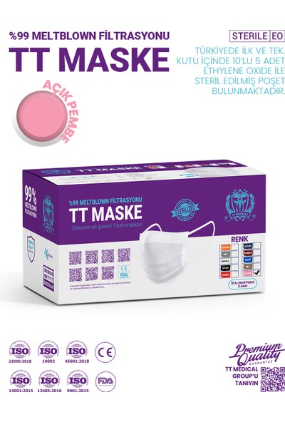 TT Medical Group TT 50'Li 3 Katlı Pudra Cerrahi Maske TT Medical Group TT 50'Li 3 Katlı Pudra Cerrahi Maske