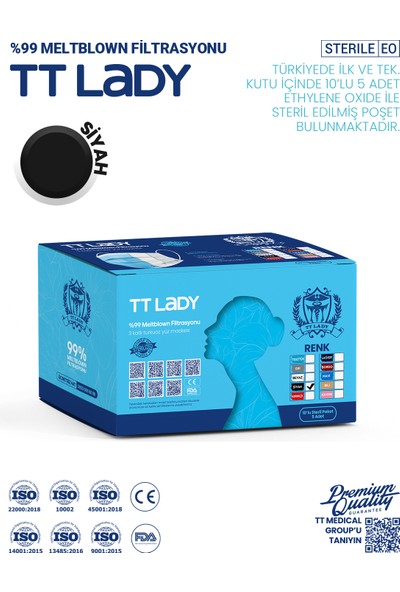 TT Lady 50'Li Siyah Maske