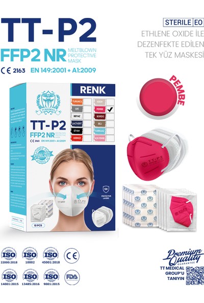 TT Medical Group TT 10'Lu Kutu 5 Katmanlı Ttp2 Pembe Yüz Maskesi TT Medical Group TT 10'Lu Kutu 5 Katmanlı Ttp2 Pembe Yüz Maskesi