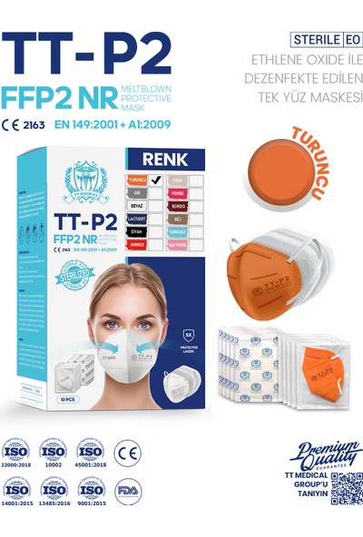TT 10'Lu Kutu 5 Katmanlı Ttp2 Turuncu Yüz Maskesi TT 10'Lu Kutu 5 Katmanlı Ttp2 Turuncu Yüz Maskesi