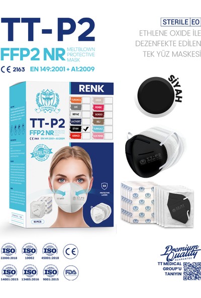 TT 10'Lu Kutu 5 Katmanlı Ttp2 Siyah Yüz Maskesi TT 10'Lu Kutu 5 Katmanlı Ttp2 Siyah Yüz Maskesi