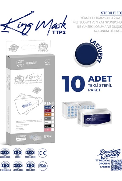 TT Medical Group TT 10'Lu 4 Katmanlı Kıng Lacivert Ttp2 TT Medical Group TT 10'Lu 4 Katmanlı Kıng Lacivert Ttp2