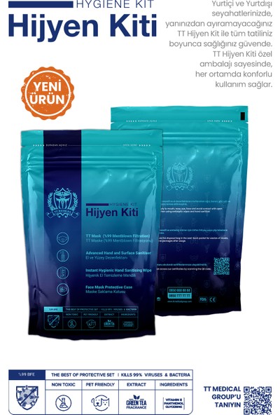 3'lü Seyahat Hijyen Kiti Yüz Maskesi+60 ml Antibakteriyel El ve Yüzey Sprey+Dezenfektan Mendil 3'lü Seyahat Hijyen Kiti Yüz Maskesi+60 ml Antibakteriyel El ve Yüzey Sprey+Dezenfektan Mendil