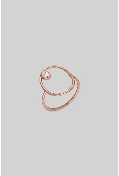 So CHIC Oval Taşlı 18 Ayar Rose Altın Kaplama Gümüş Yüzük