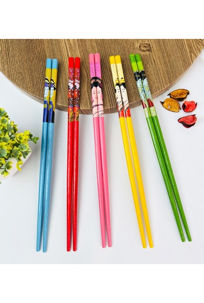 Giftmoda Renkli Desenli Chopstick 5'li Set
