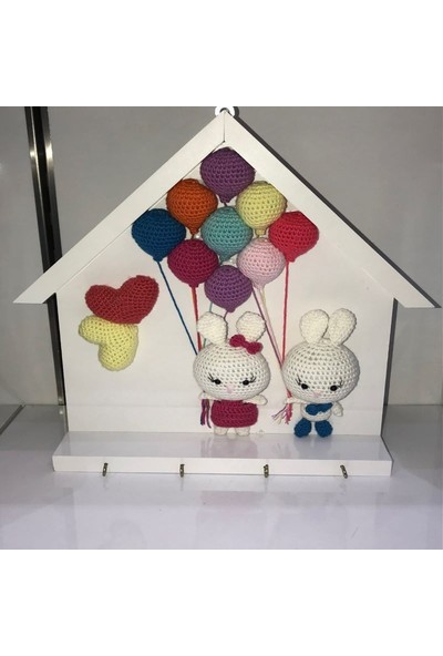 YVZ Amigurumi Tavşanlı Pano Anahtarlık El Yapımı