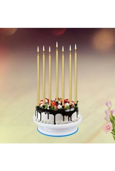 Dipak Gold Renk 7 Adet Metalik Kalem Pasta Üstü Mum / 20 cm Dipak Gold Renk 7 Adet Metalik Kalem Pasta Üstü Mum / 20 cm