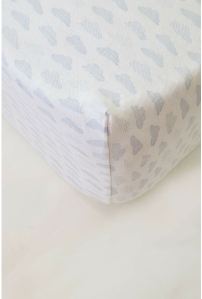 Mothercare Bebek Çarşafı Lastikli 70X140 cm Mavi Bulut Desen