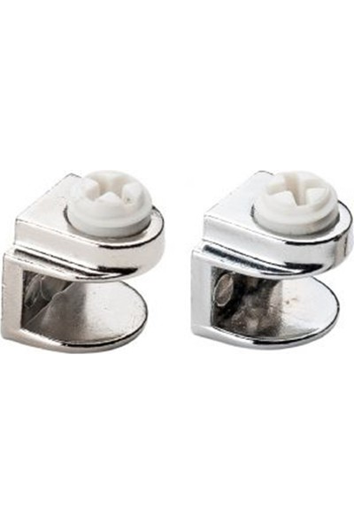 Ayder Metal Cam Raf Tutucu Düz Krom Plastik Vidalı (5 Adet )