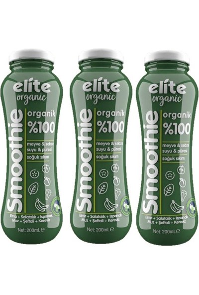 Elite 200 ml. Yeşil Smoothie 3'lü Set