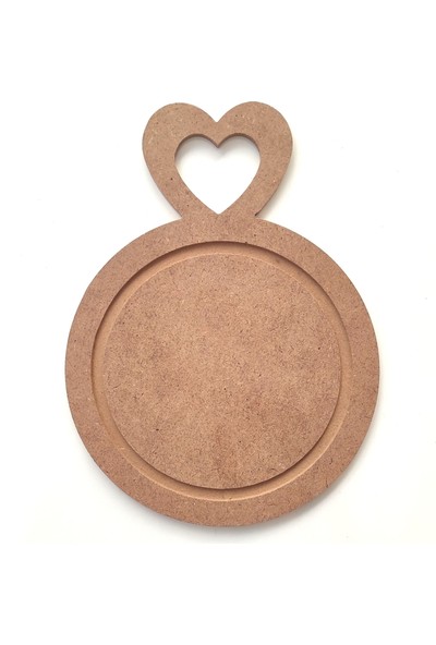 Dekolobi Kalp Kulplu Mini Yuvarlak Supla Sunumluk Ham Mdf 6 mm 20 x 15 cm