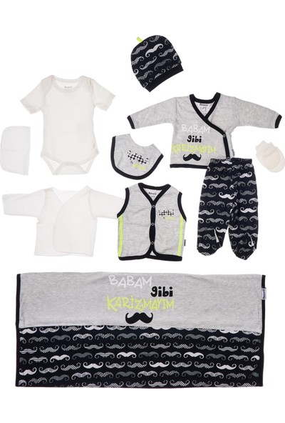 Mutlu Kids Babam Gibi Karizmayım Nakışlı 10'lu Zıbın Set