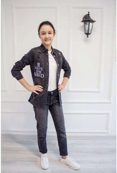 Mutlu Kids Mevsimlik Kız Kot Mont (6-10 Yaş)