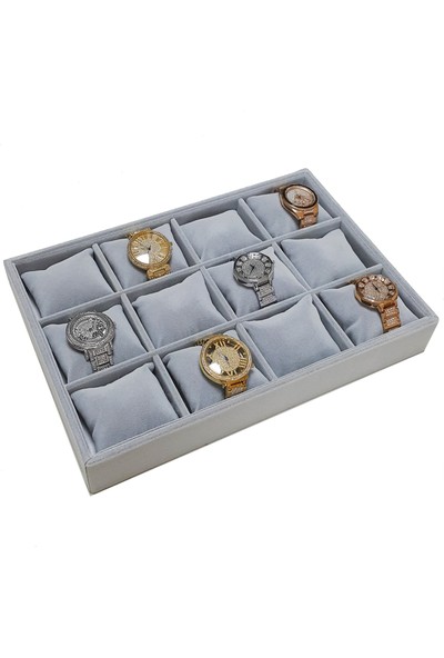 Chavin Gri 12'Li Çekmece İçi Saat Kutusu St12-19 Chavin Gri 12'Li Çekmece İçi Saat Kutusu St12-19