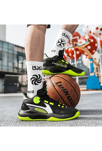 KIN Siyah Yeşil Erkekler Basketbol Ayakkabıları Sneakers Sports Ayakkabı Kıtıklanması (Yurt Dışından)
