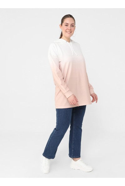 Alia Büyük Beden Kapüşonlu Tunik - Latte - Alia