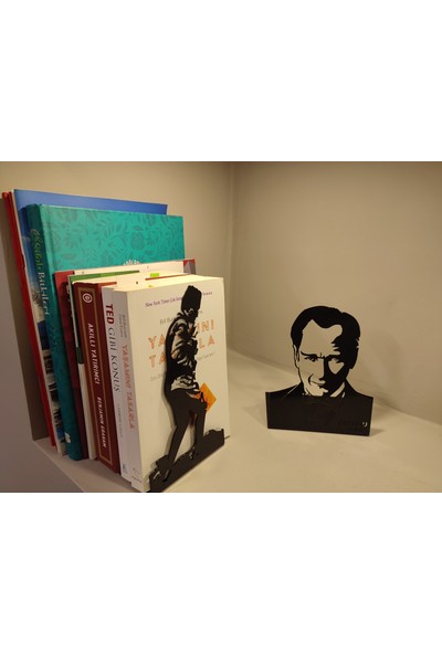 AYYBUU Dekoratif Kitap Tutucu 2'li Set Atatürk Silüet ve Atatürk Büst Temalı AYYBUU Dekoratif Kitap Tutucu 2'li Set Atatürk Silüet ve Atatürk Büst Temalı