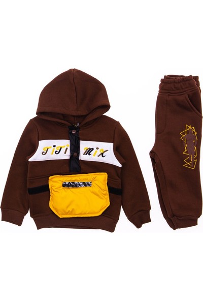 Titimix Kids Erkek Çocuk Cırtcırtlı Kanguru Cepli Alt Üst Ikili Takım-Kahverengi Titimix Kids Erkek Çocuk Cırtcırtlı Kanguru Cepli Alt Üst Ikili Takım-Kahverengi