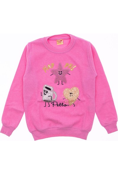 Petto Kız Çocuk Yıldız Süzeneli Kazak-Pembe