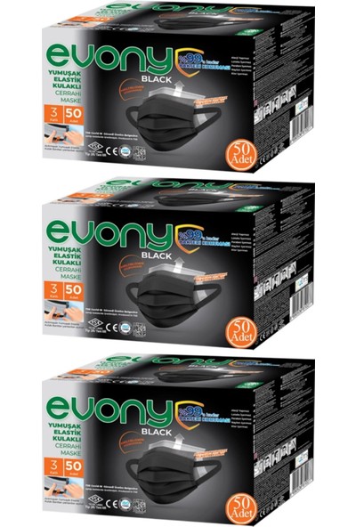 Evony Siyah Maske 3 Kutu 150 Adet