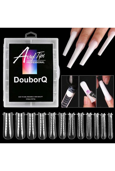 Ellea Nail Coffin Poly Gel Tips 120'LI Ellea Nail Coffin Poly Gel Tips 120'LI