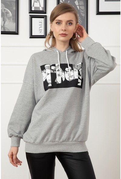 Trendypassion Anime Baskılı Kapüşonlu Sweatshirt