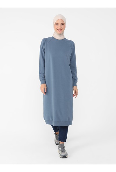 Refka Bisiklet Yaka Sweatshirt - Açık Petrol - Refka Basic