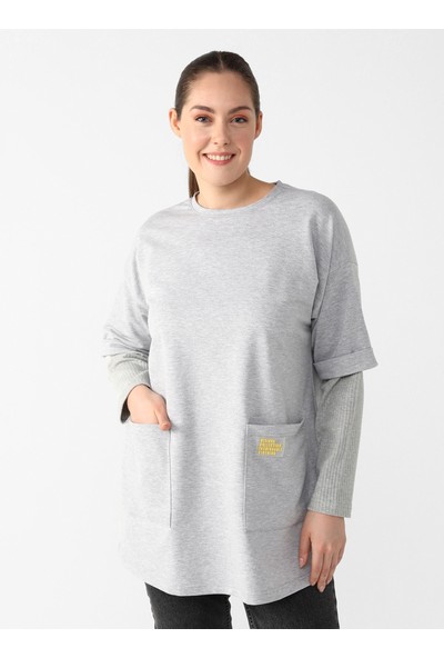 Alia Büyük Beden Pamuk Kumaşlı Cep Detaylı Tunik - Gri - Alia Alia Büyük Beden Pamuk Kumaşlı Cep Detaylı Tunik - Gri - Alia