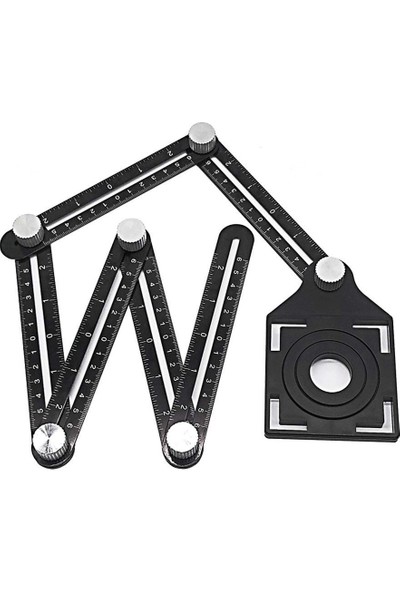 Nalburcuk 5328 Çok Fonksiyonlu Alüminyum Delik Ayarlayıcı Şablon Cetveli