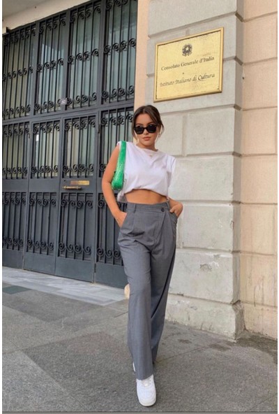 Eyyo Gri Zr Model Palazzo Pantolon Pz2