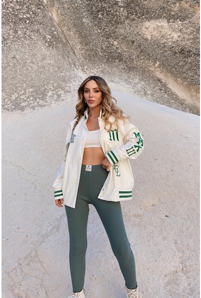 Eyyo Beyaz Kolları Baskılı Kolej Ceket EYY302