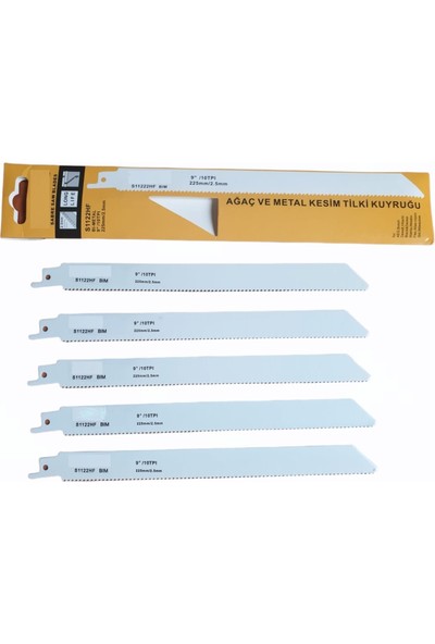 Kayasan 5 Adet Tilki Kuyruğu Kılıç Testere Bıçağı Metal 225 mm Kayasan 5 Adet Tilki Kuyruğu Kılıç Testere Bıçağı Metal 225 mm