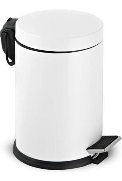 SAS Banyo Tuvalet Balkon Mutfak, Beyaz Renkli Pedallı Metal Çöp Kovası 3 Litre SAS Banyo Tuvalet Balkon Mutfak, Beyaz Renkli Pedallı Metal Çöp Kovası 3 Litre