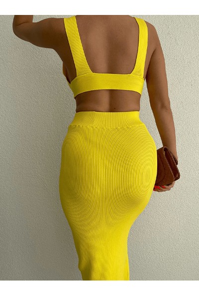 Narin Butik Triko Bustiyer-Yırtmaçlı Etek Ikili Takım Narin Butik Triko Bustiyer-Yırtmaçlı Etek Ikili Takım